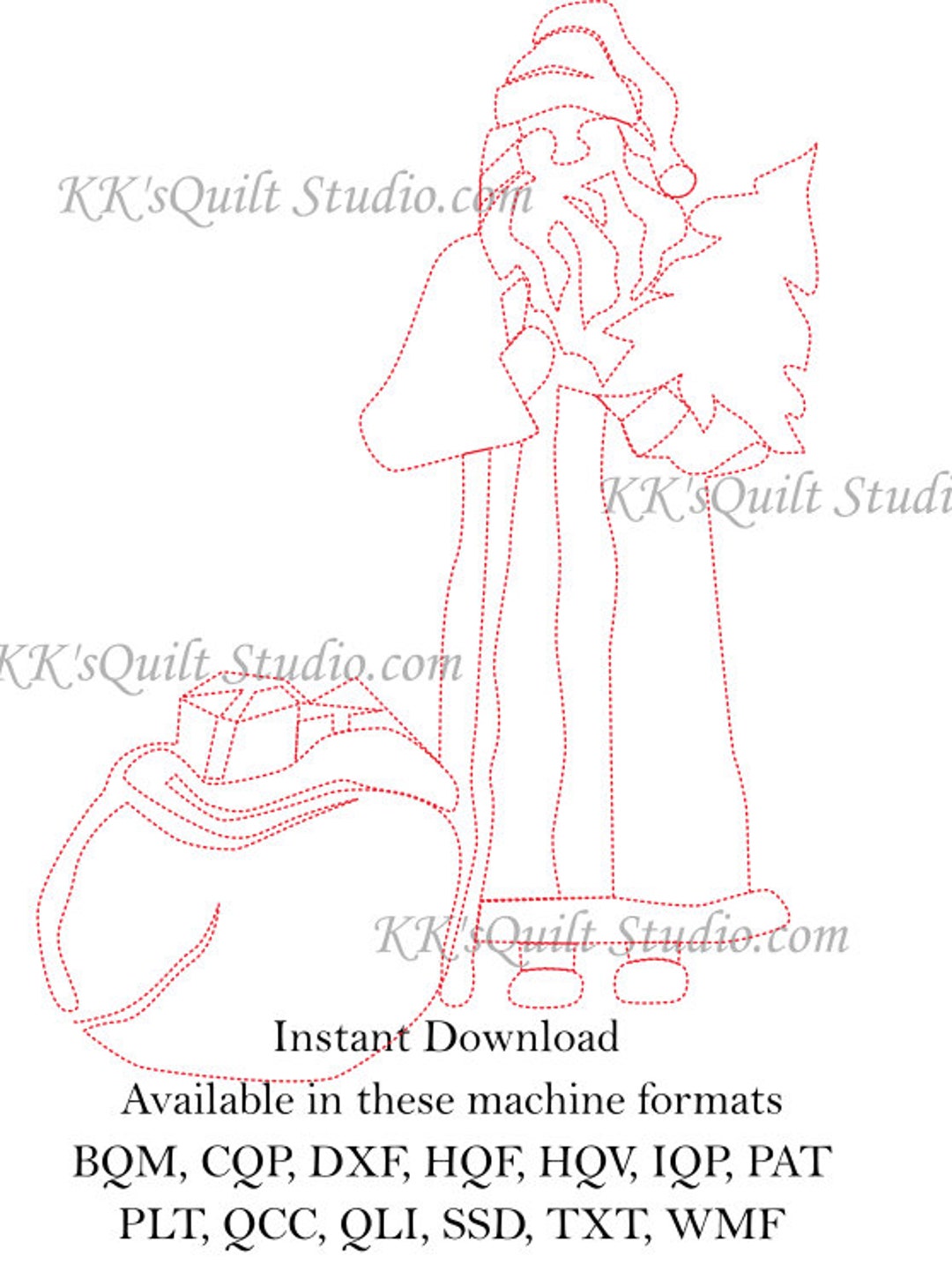 Father Christmas Block Longarm Digital Quilting Pattern Edge - Etsy