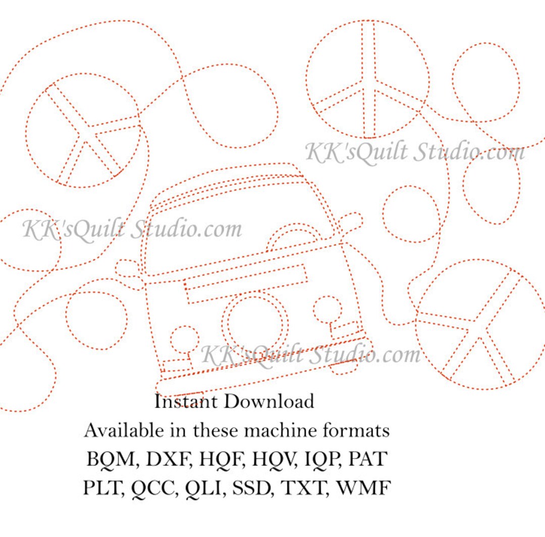 Peace Bus E2E - Longarm Digital Quilting Pattern Edge to Edge Instant ...