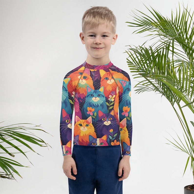 Rainbow Flower Cats Rash Guard Kids Jiu Jitsu Rash Guard Kids BJJ Jiu ...