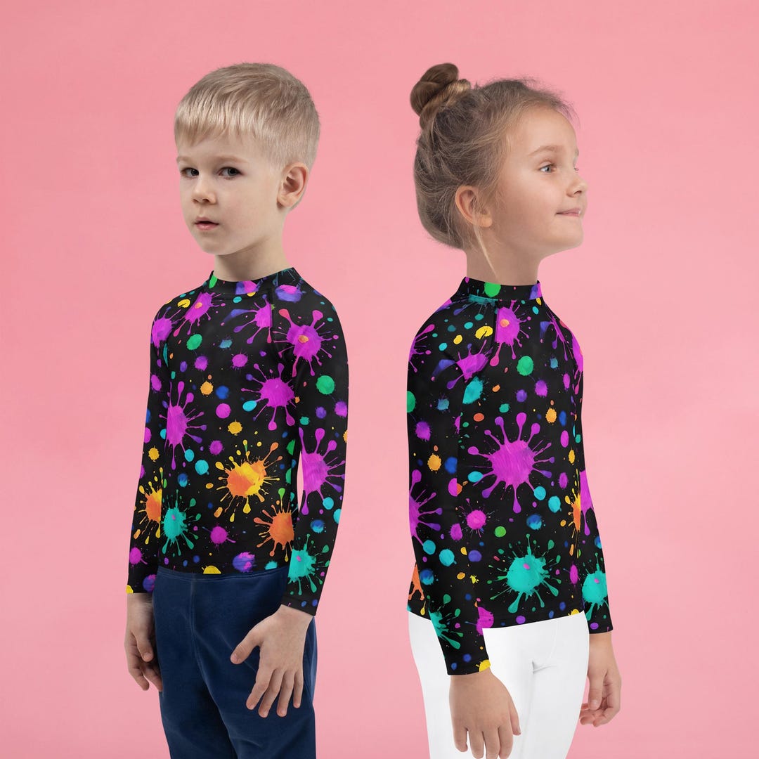 Neon Splatter Rash Guard Kids Jiu Jitsu Rash Guard Kids BJJ Jiu Jitsu ...