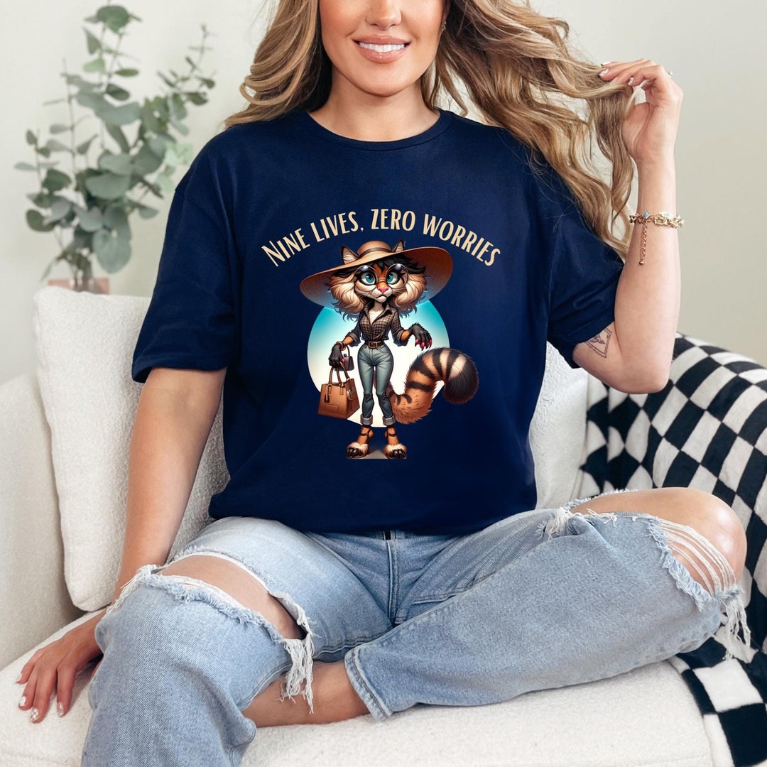 Nine Lives, Zero Worries, Softstyle T-shirt - Etsy