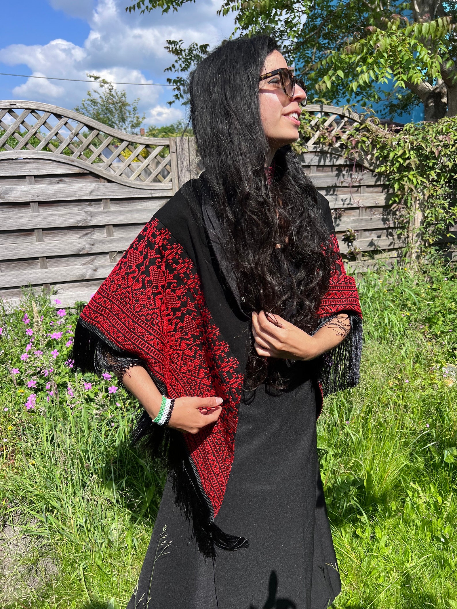 Palestinian Embroidery Long Scarf Long Palestinian Shawl Scarf Poncho ...