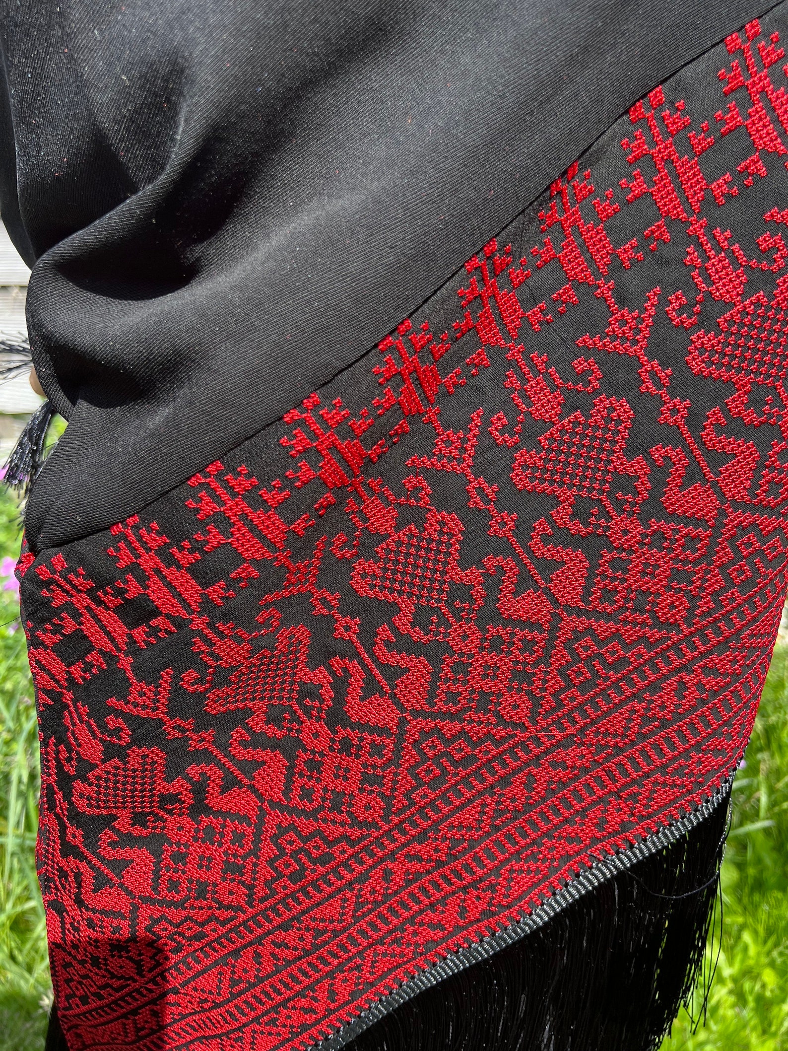 Palestinian Embroidery Long Scarf Long Palestinian Shawl Scarf Poncho ...