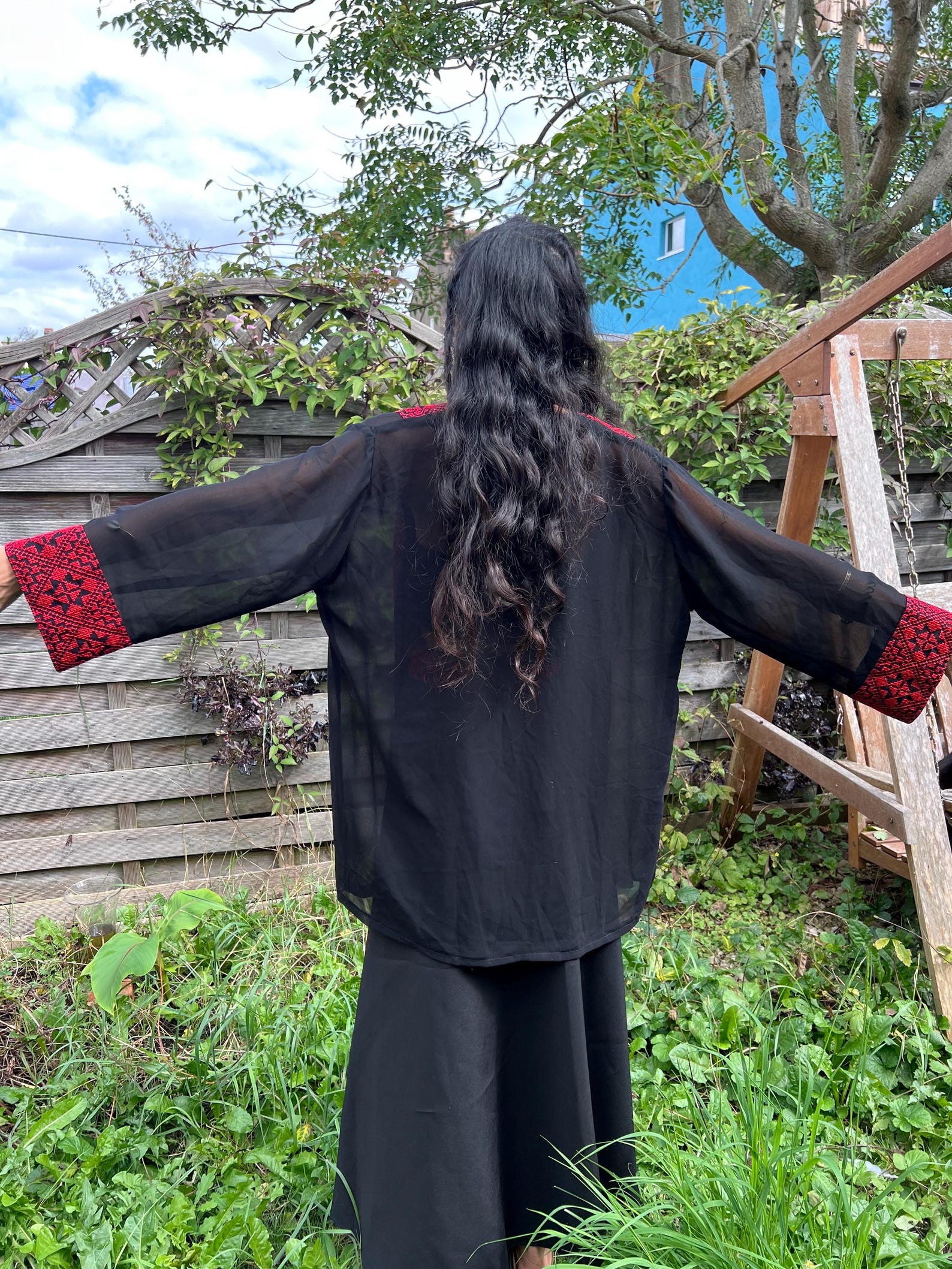 Palestine Embroidery Jacket - Sea Through Black Jacket - Cover up ...