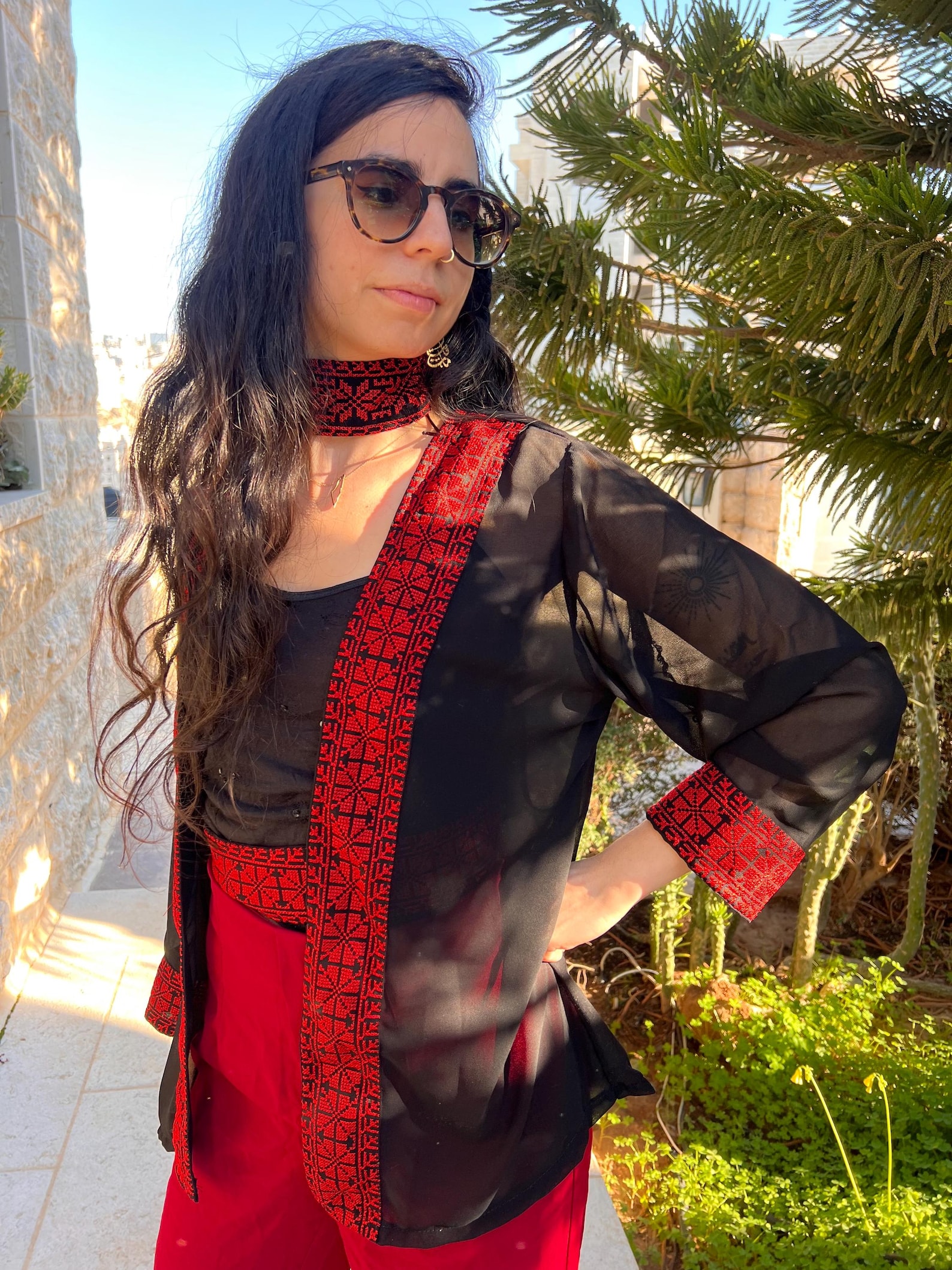 Palestine Embroidery Jacket - Sea Through Black Jacket - Cover up ...