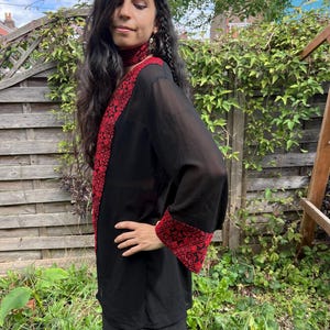 Palestine Embroidery Jacket - Sea Through Black Jacket - Cover up ...