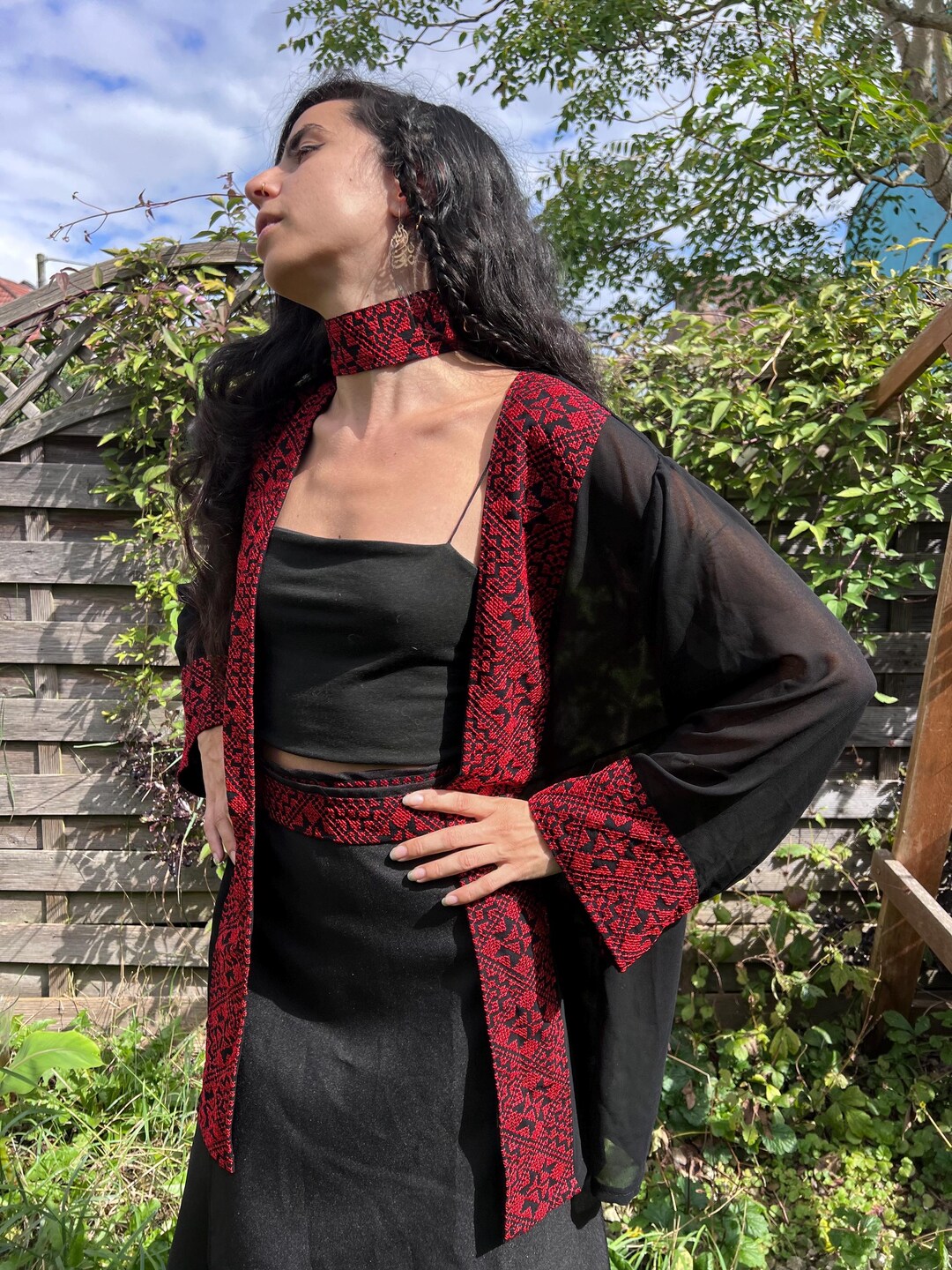 Palestine Embroidery Jacket - Sea Through Black Jacket - Cover up ...