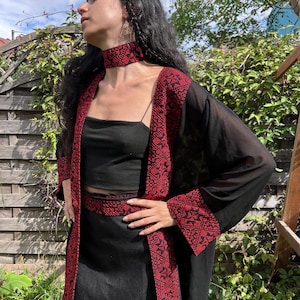 Palestine Embroidery Jacket - Sea Through Black Jacket - Cover up ...