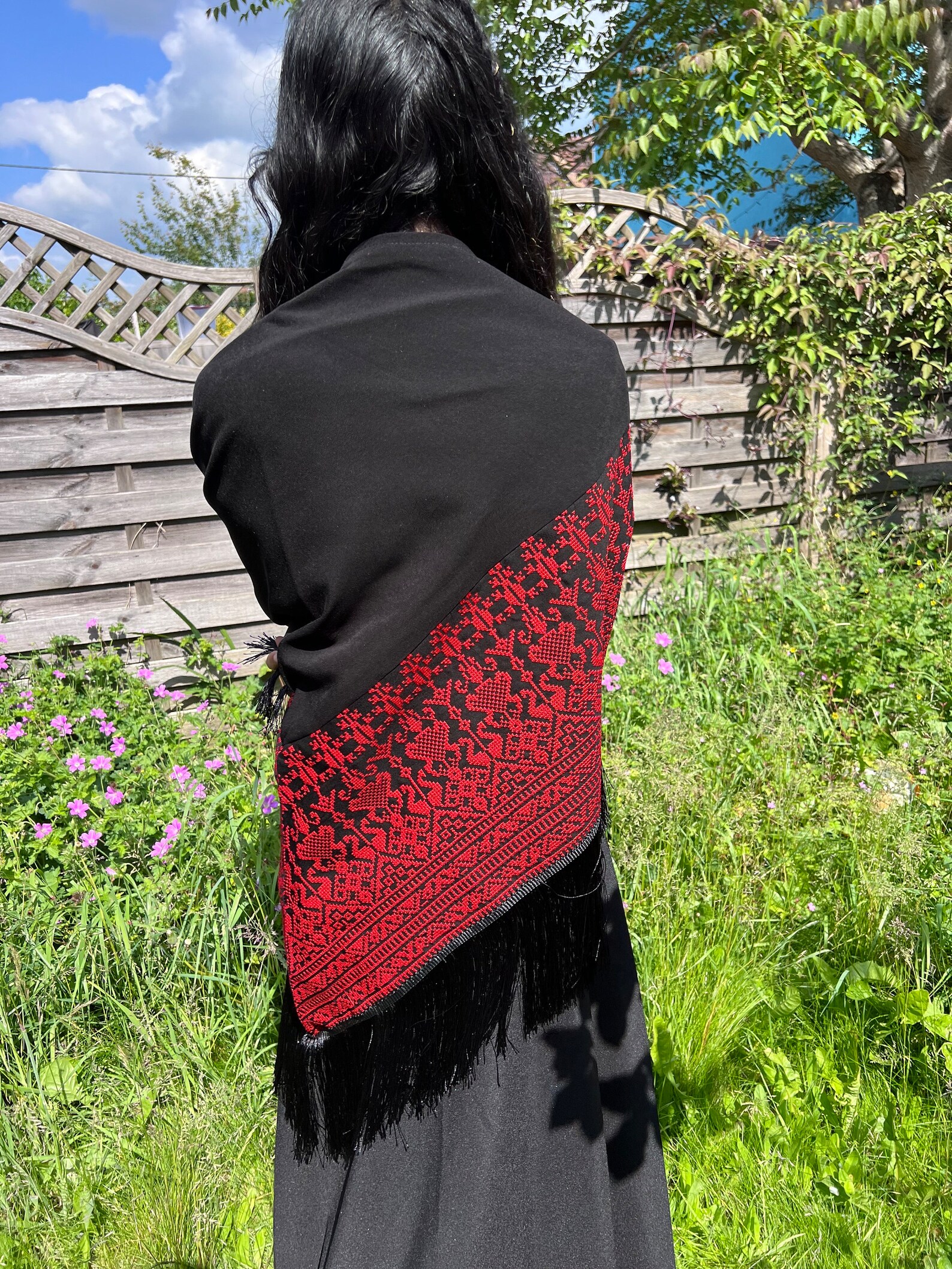 Palestinian Embroidery Long Scarf Long Palestinian Shawl Scarf Poncho ...