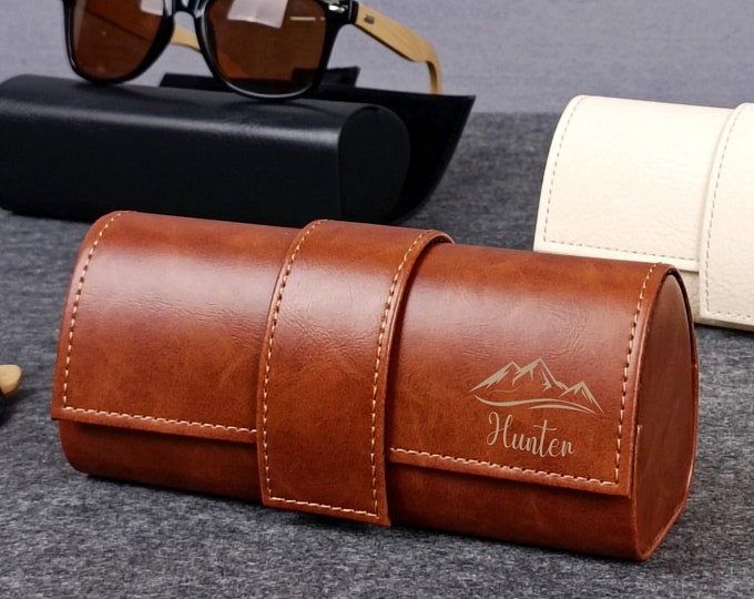 Personalized Sunglasses Leather Box, Engraved Unisex Sunglasses Box ...