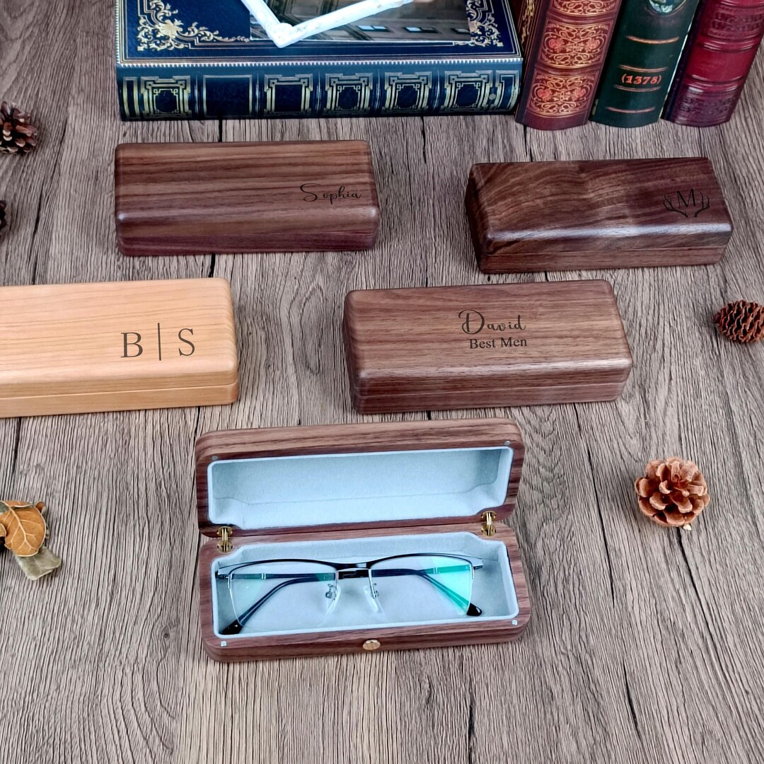 Solid Wooden Eyeglasses Box, Personalized Eyeglasses Box, Custom Walnut ...