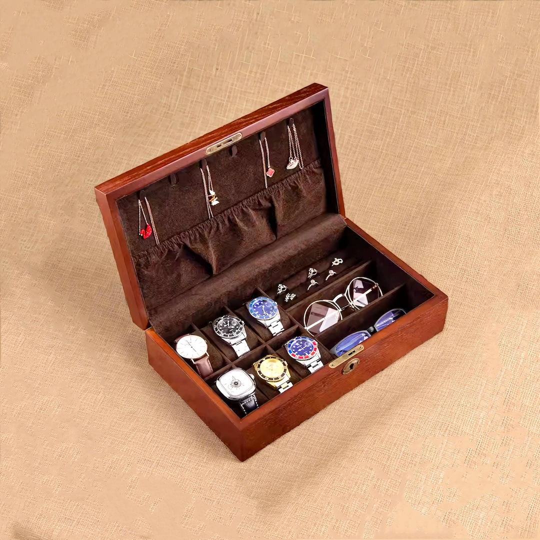 Multi-functional Sunglasses Storage Box, Large Jewelry Box With Lock ...