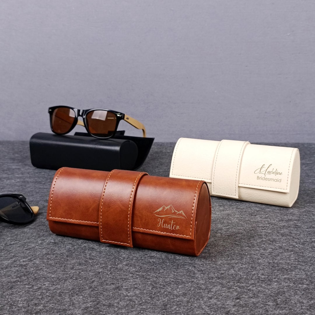 Personalized Leather Sunglasses Box, Leather Glasses Case, Engraved ...