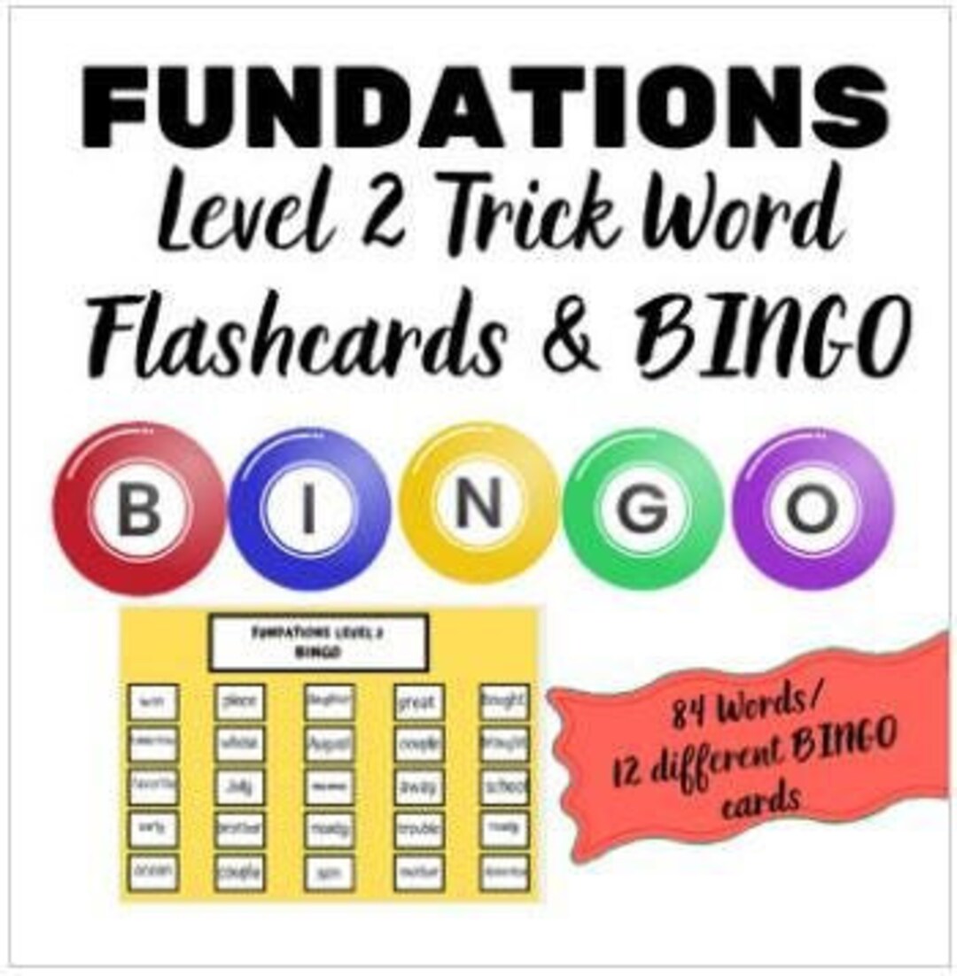 FUNDATIONS Inspired BINGO Game Trick Word Sight Word & Flashcards level ...