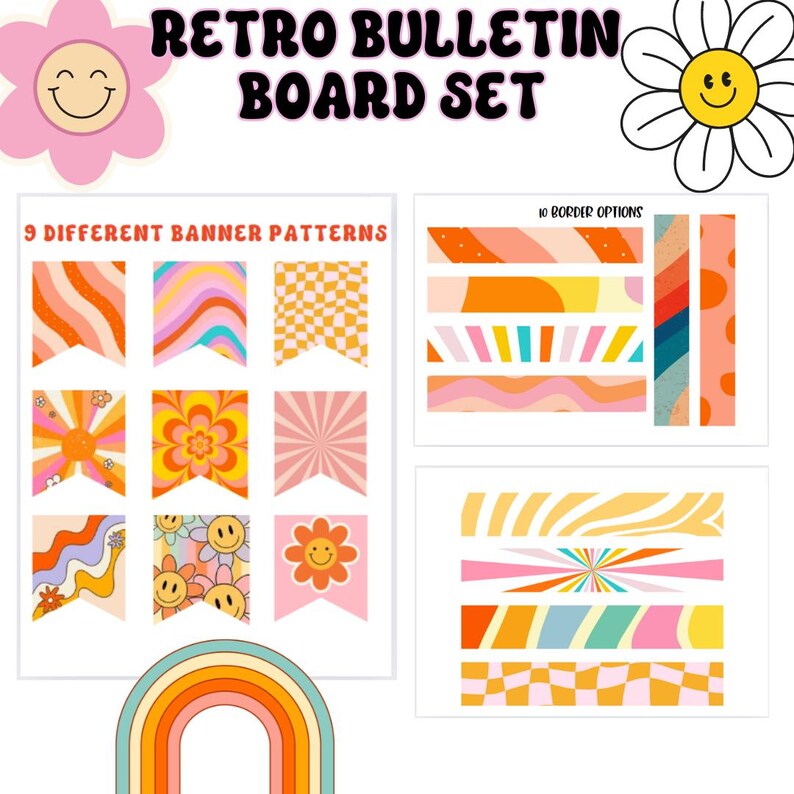 Groovy Retro Bulletin Board Set Classroom Decor Letters, Posters, Name ...