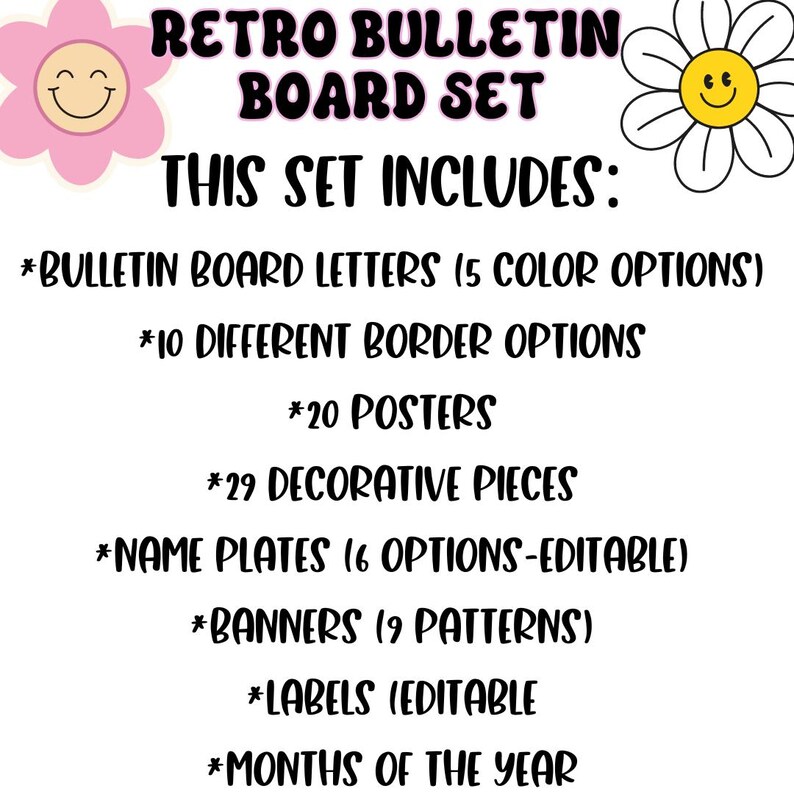 Groovy Retro Bulletin Board Set Classroom Decor Letters, Posters, Name ...