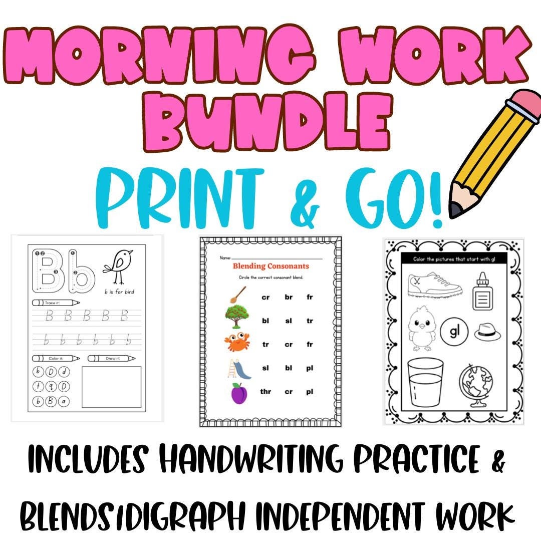 Morning Work Bundle Phonics, Handwriting, Letters, Blends, Digraphs - Etsy