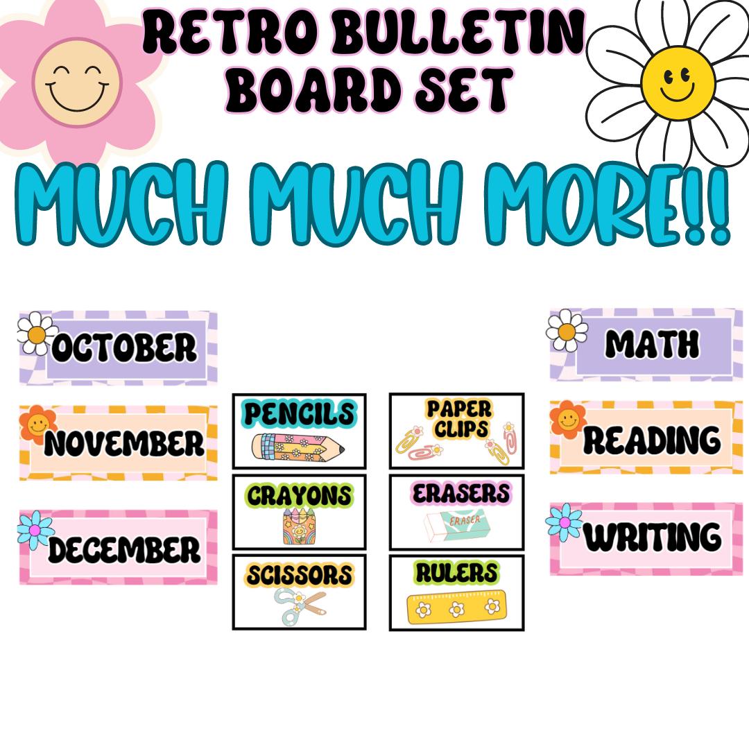 Groovy Retro Bulletin Board Set Classroom Decor Letters, Posters, Name ...