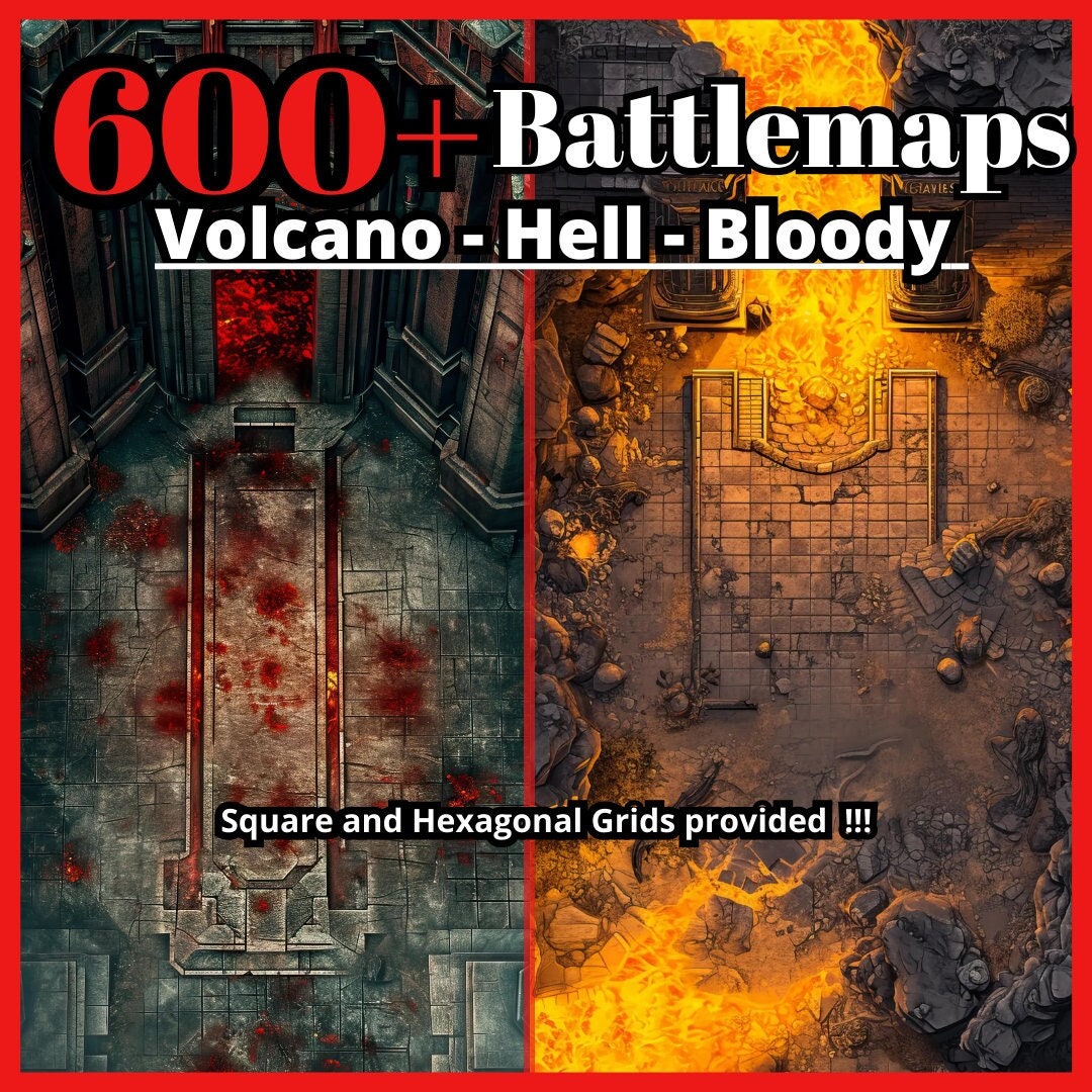 1200 Volcano Battlemaps Dnd Maps Bundle Battlemap Pack Printable Map ...