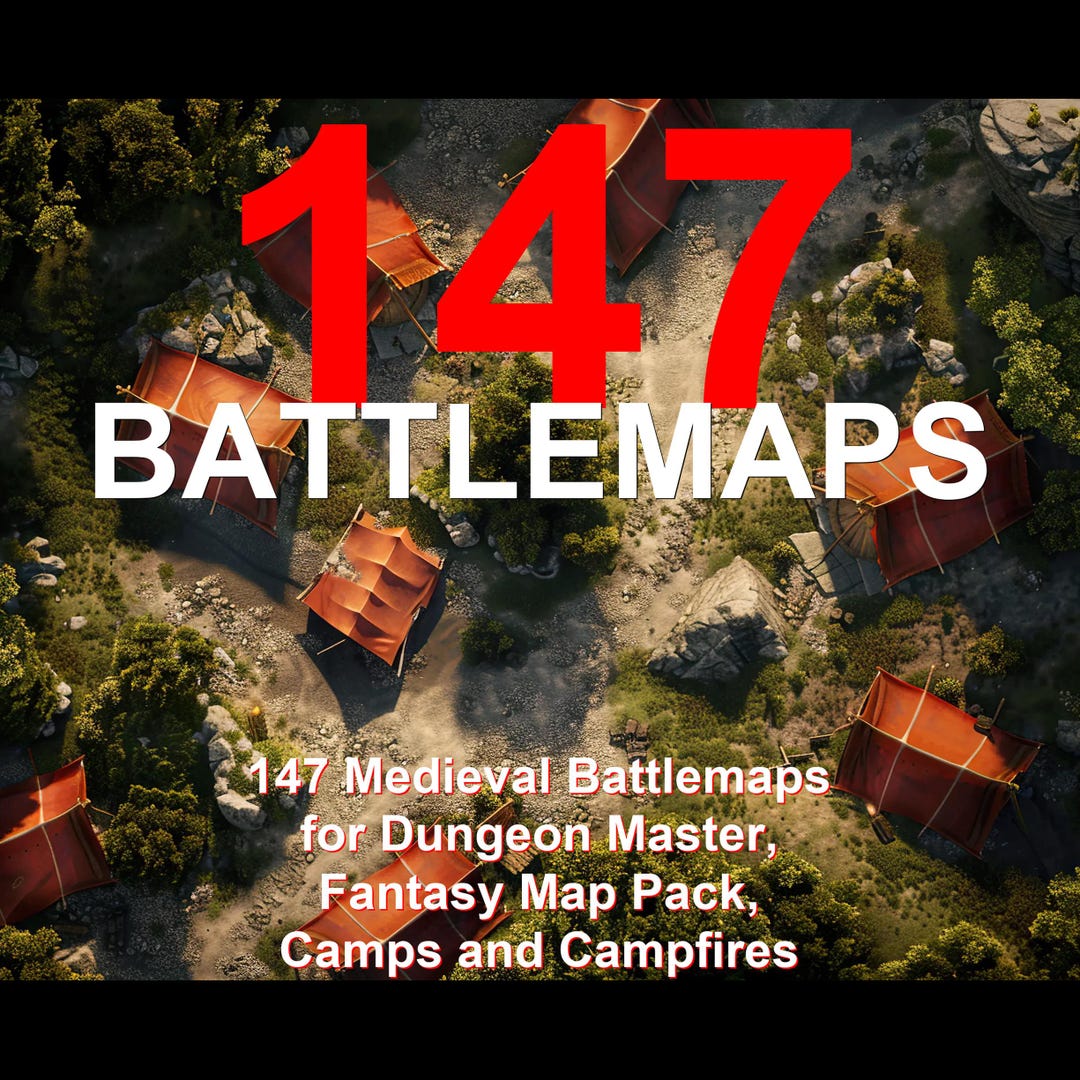 147 Medieval Battlemaps for Dungeon Master, Fantasy Map Pack, Camps and ...