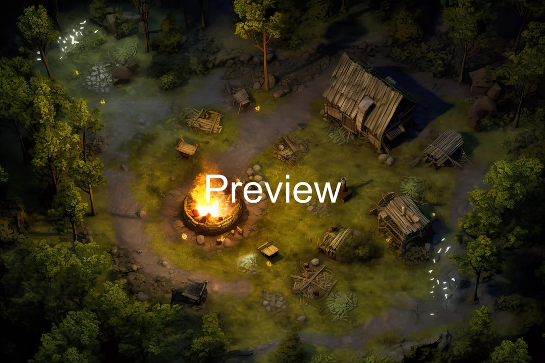 RPG BATTLEMAP 1_fire_camp_in_fey_grove Dnd Map Dungeons and Dragons ...