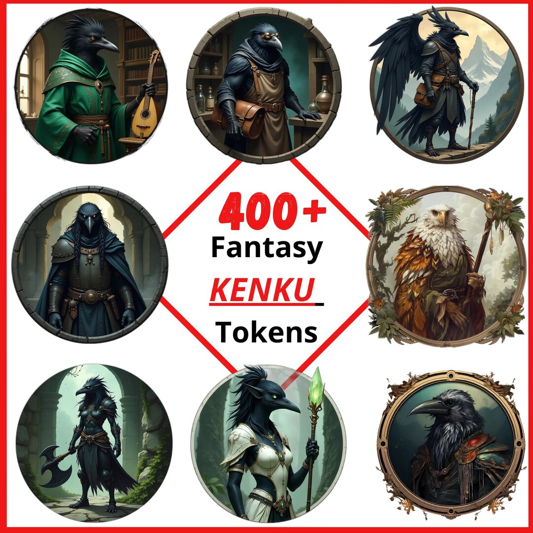 400 Fantasy Kenku Tokens Pack, Dnd Token, Tabletop RPG Accessories ...