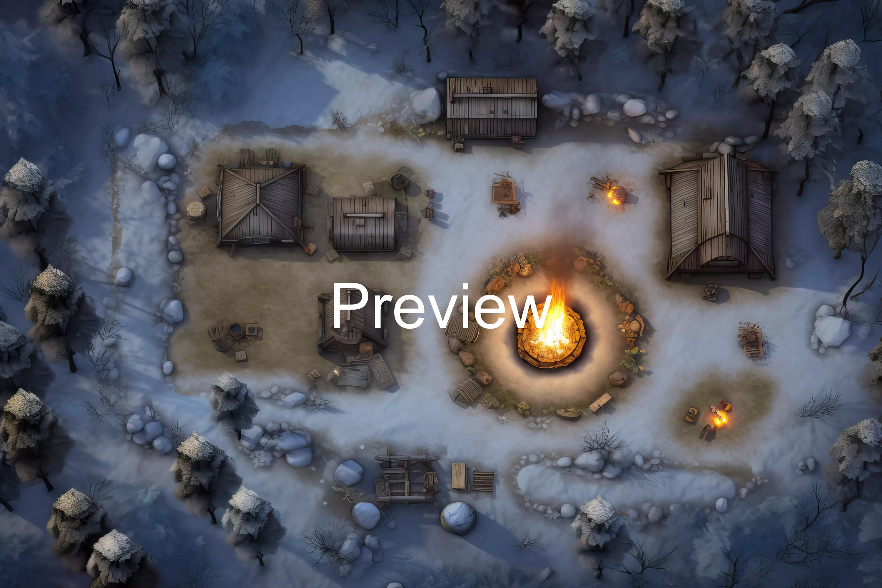 RPG BATTLEMAP 1_fire_camp_in_snowy_lan Dnd Map Dungeons and Dragons ...