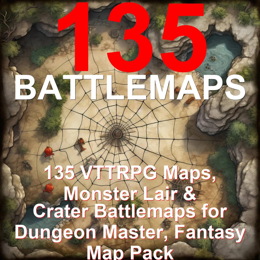 135 Dnd Maps, Monster Lair Battlemaps for Dungeon Master, Fantasy Map ...