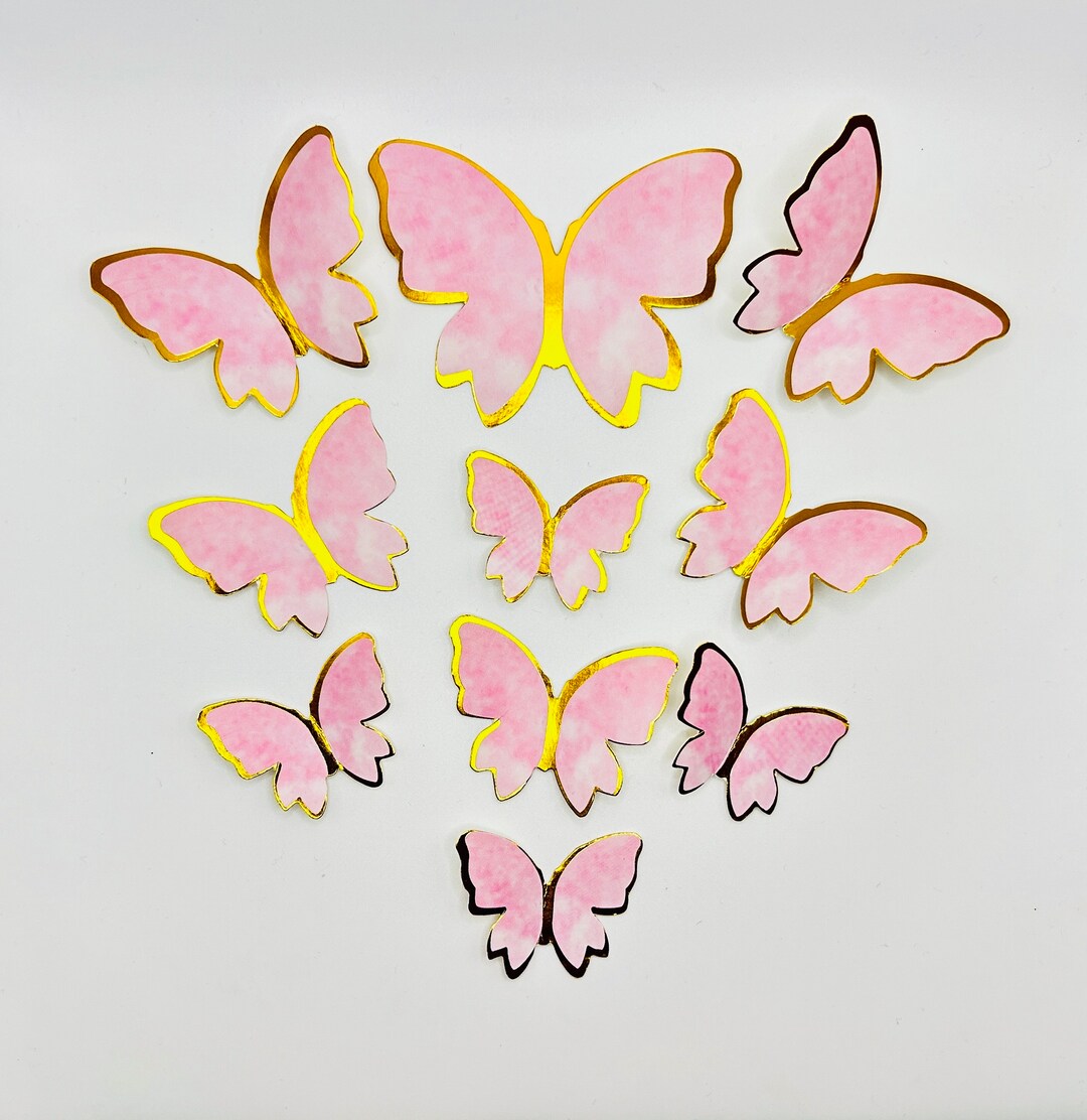 10 Pcs Butterfly Cake Topper Set, Butterfly Cake Decorations, 2D ...