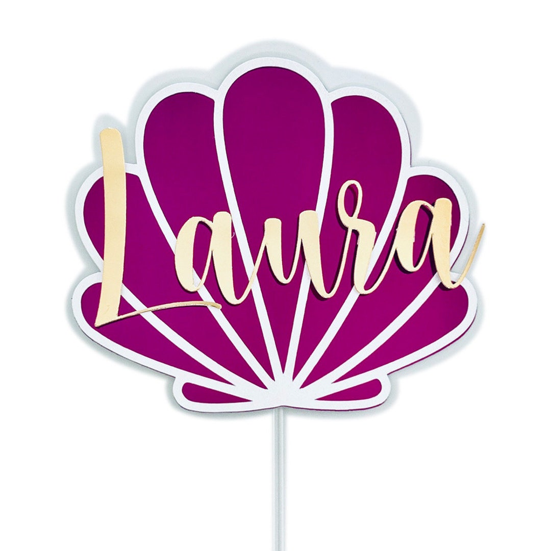 Mermaid Shell Cake Topper Custom Colours and Personalised - Etsy