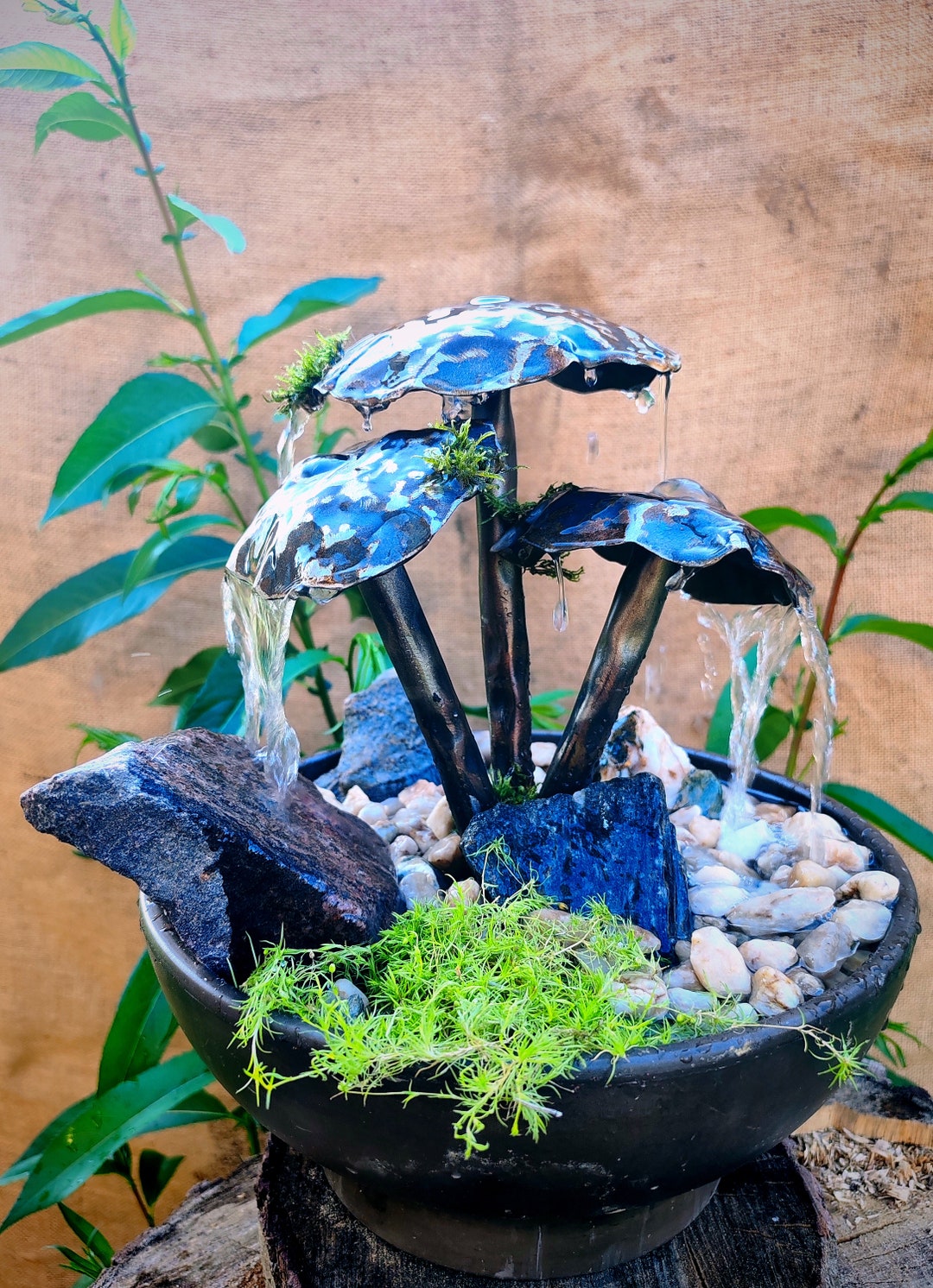 Water Feature, Fountain, Water Fountain, Mushrooms, Garden Decoration ...
