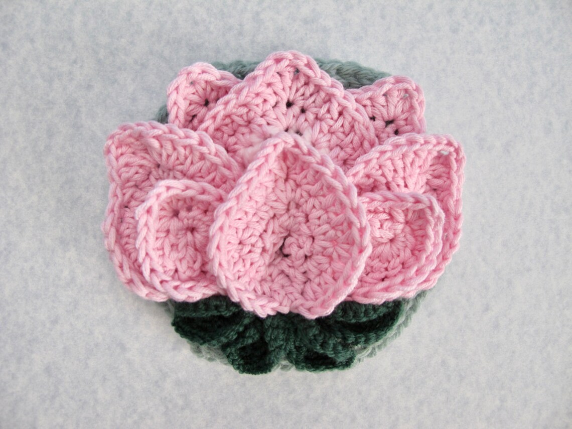 Lotus Flower Appliqué Crochet Pattern Crocheted Flower | Etsy