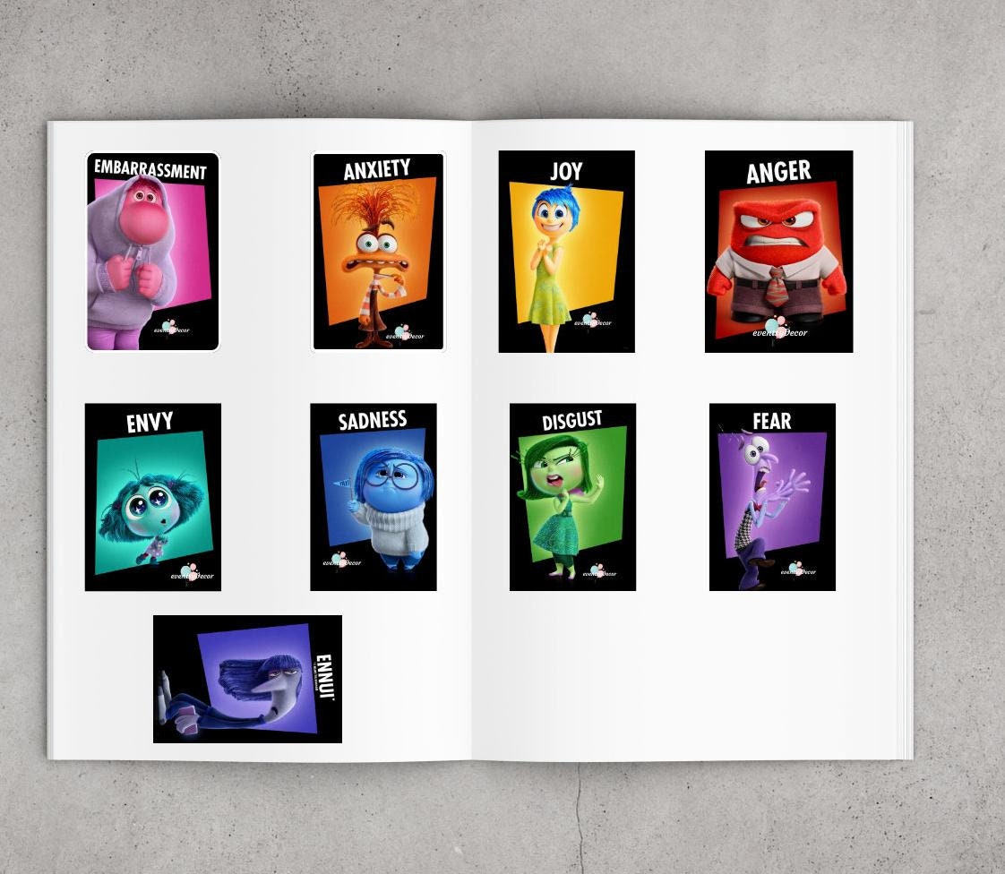 Inside Out 2 Characters Stickers set of 9 3 FREE Bonus Stickers Joy ...