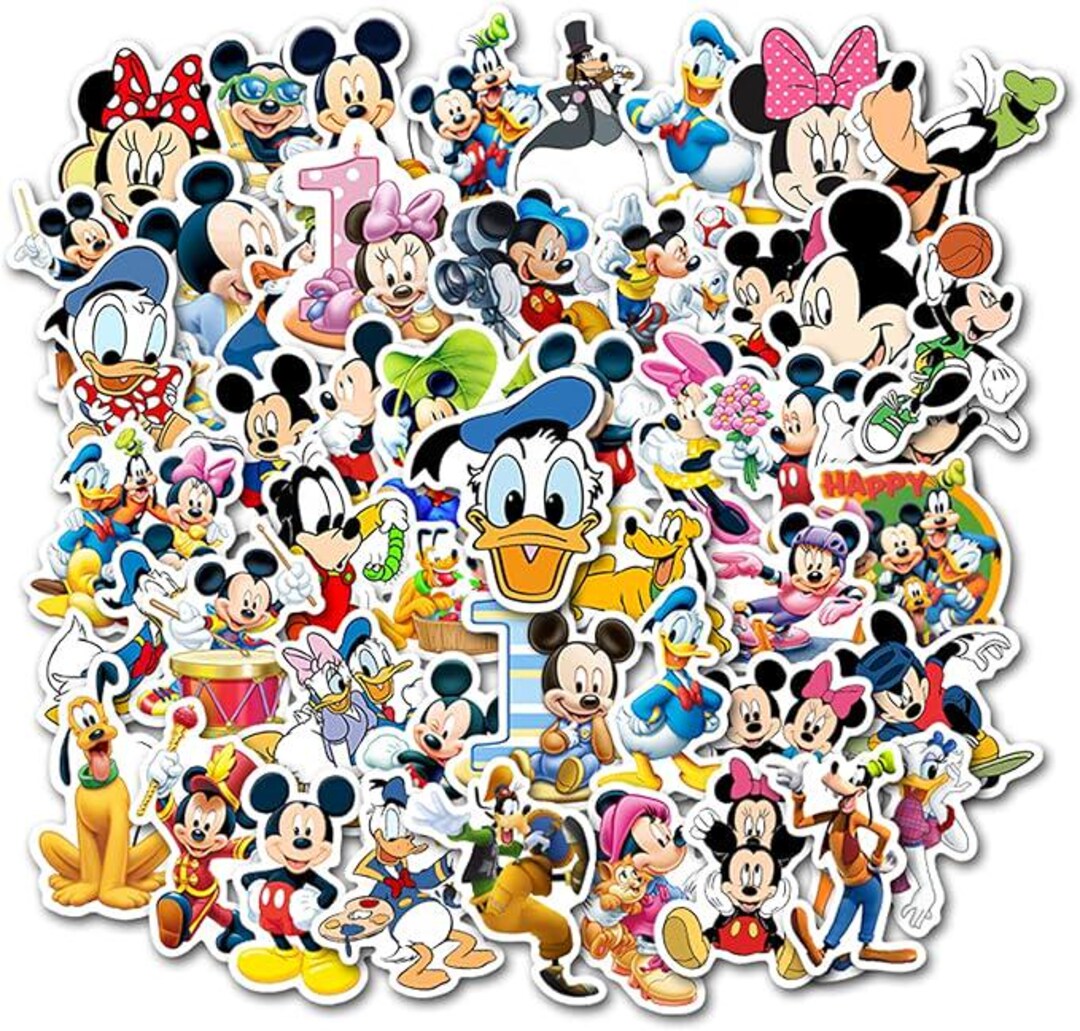 10-50pcs Disney Cute Mickey Mouse and Friends Stickers, Waterproof ...