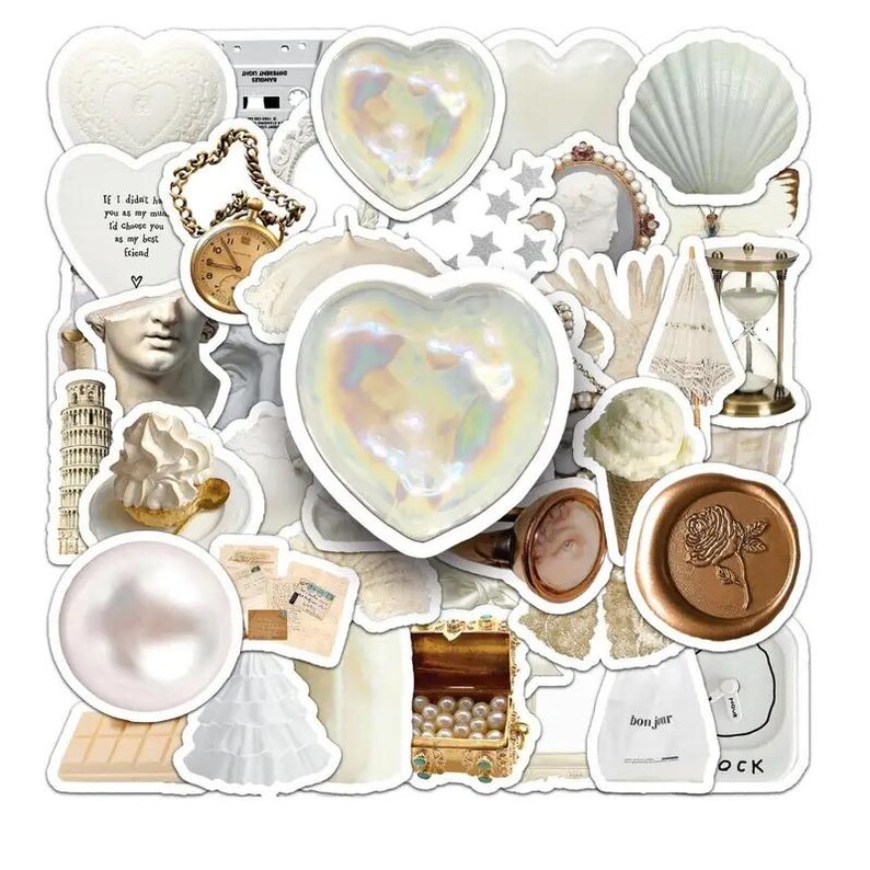 10+ White Cute Aesthetic Stickers for Decor, Laptops, Bottles - Old ...