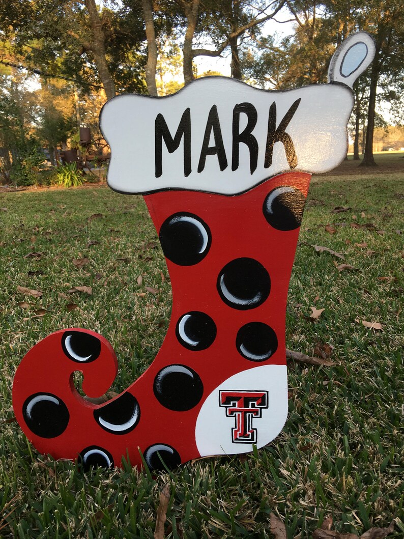 Christmas Stocking Yard Art: Custom Painted Holiday Decor - Etsy