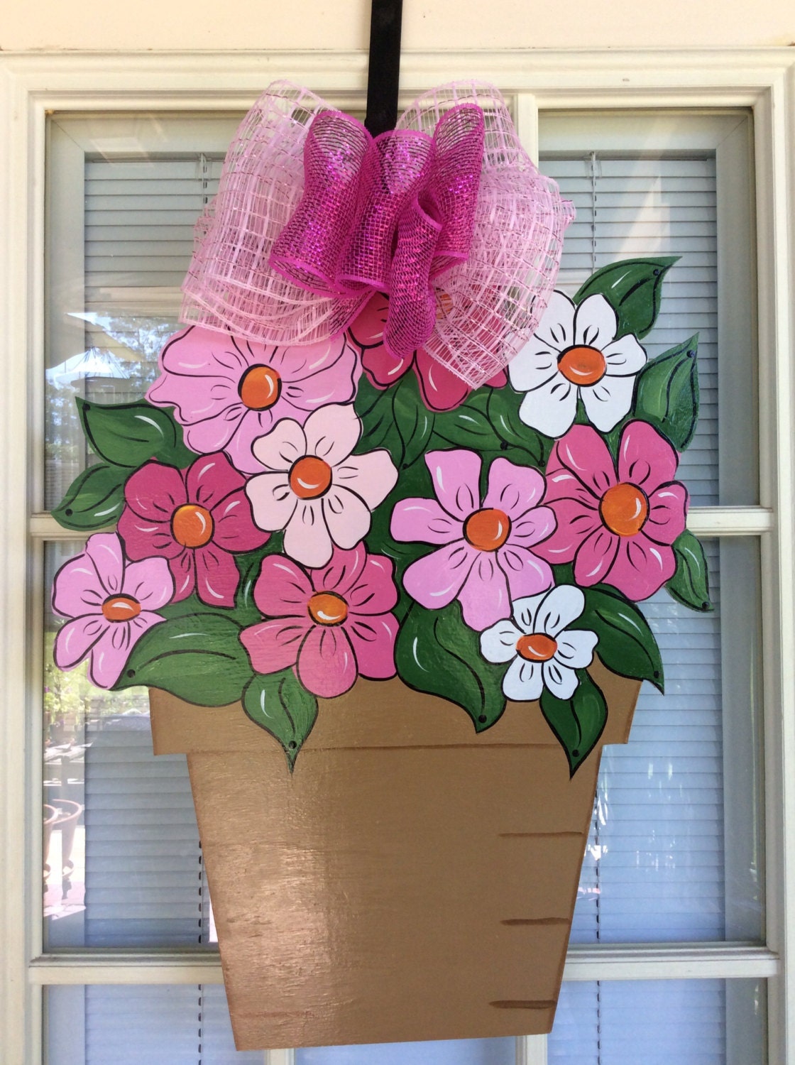 Spring door hanger front door decor wood door decor Flowers | Etsy