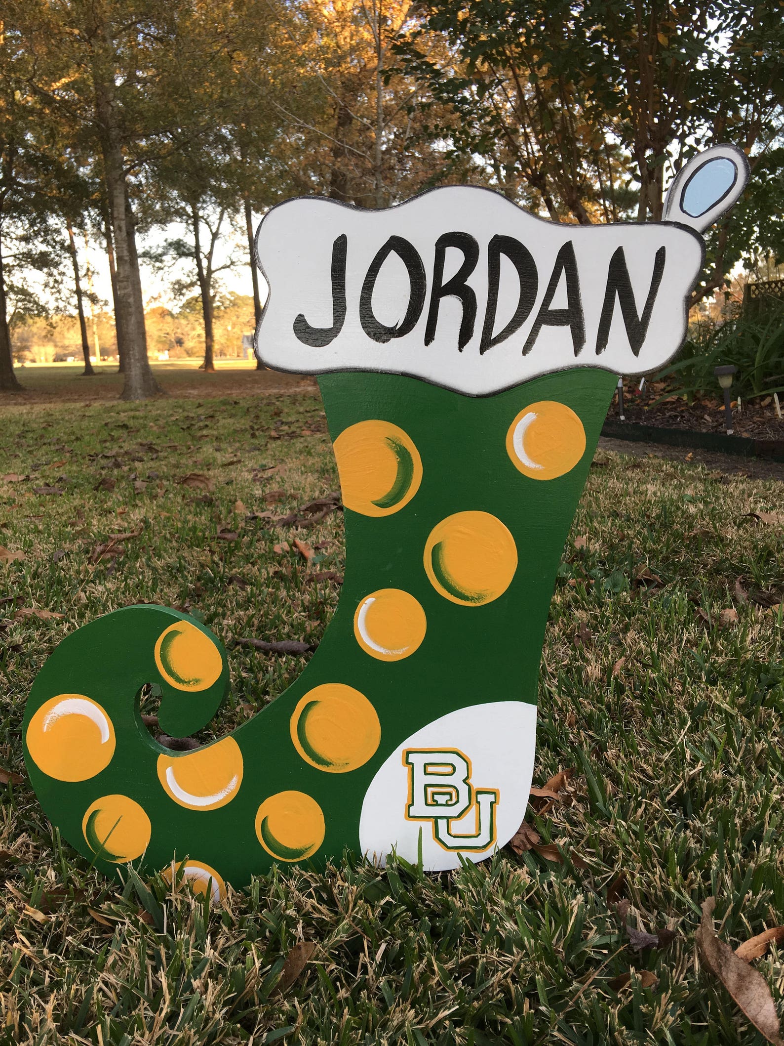 Christmas Stocking Yard Art: Custom Painted Holiday Decor - Etsy