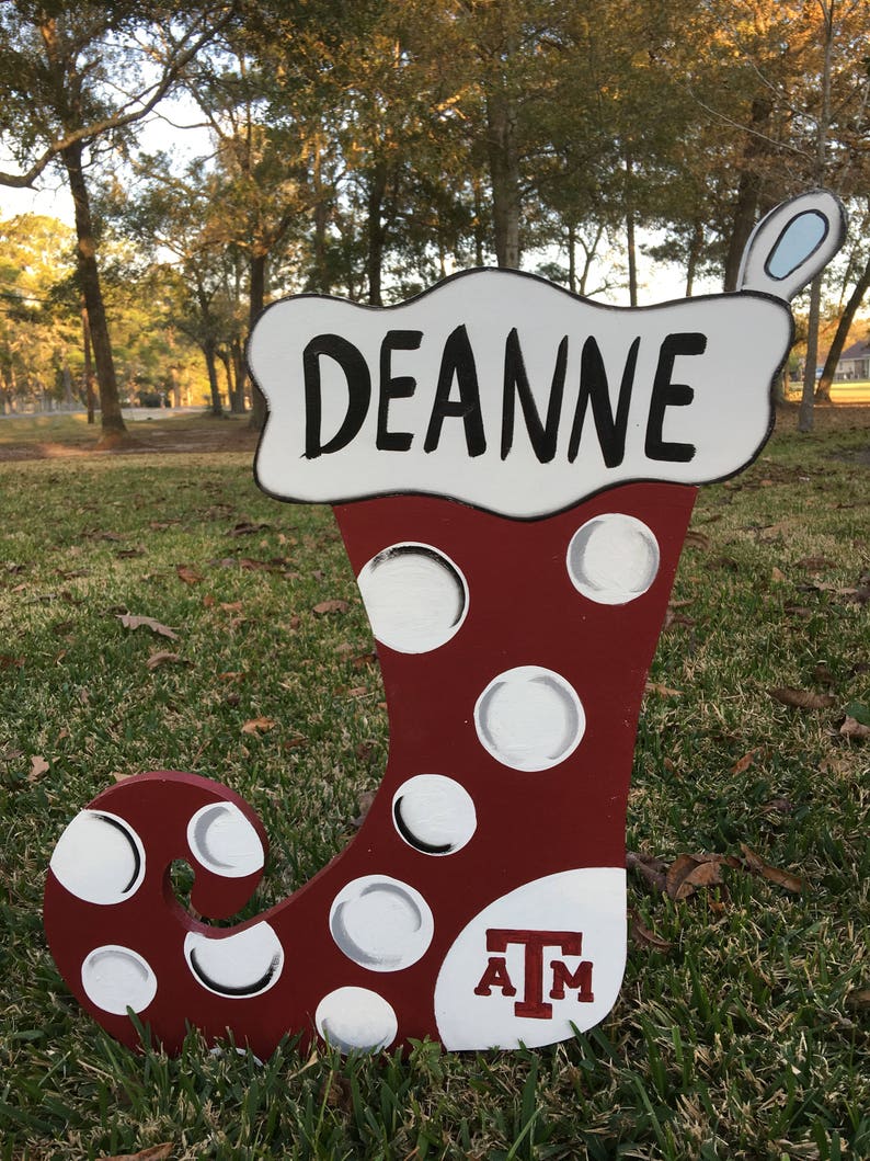 Christmas Stocking Yard Art: Custom Painted Holiday Decor - Etsy