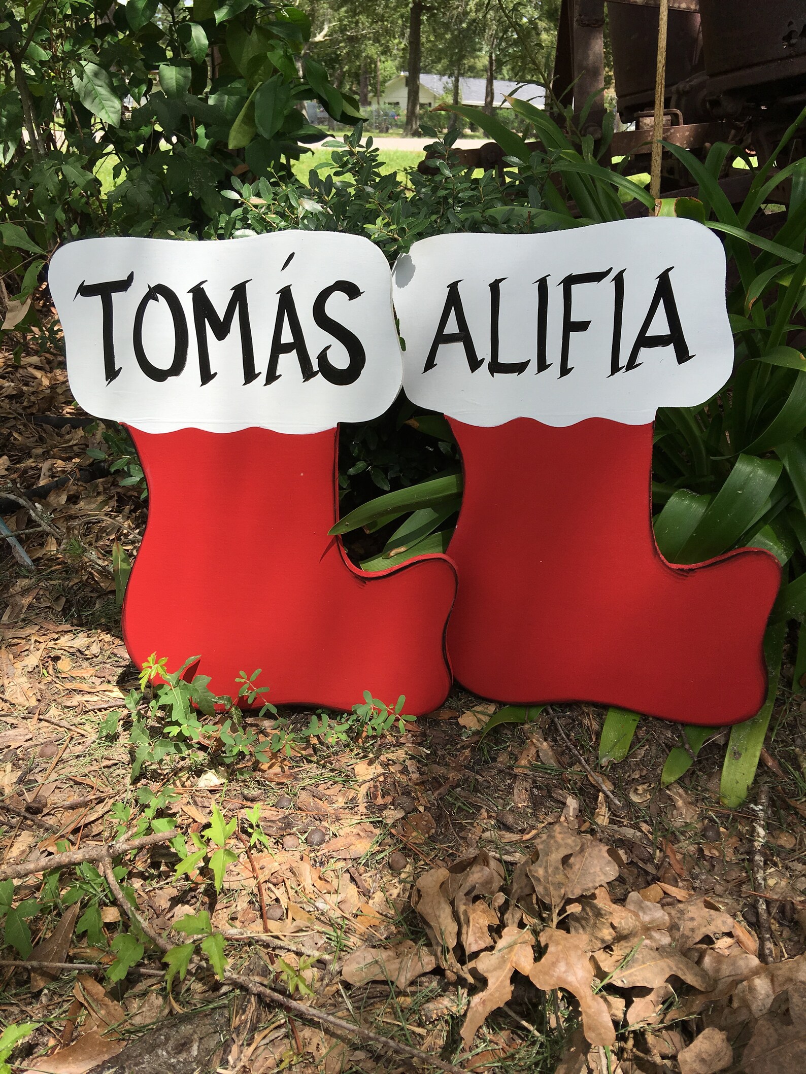 Christmas Yard Art, Christmas Stocking Yard Art, Outdoor Yard Art ...