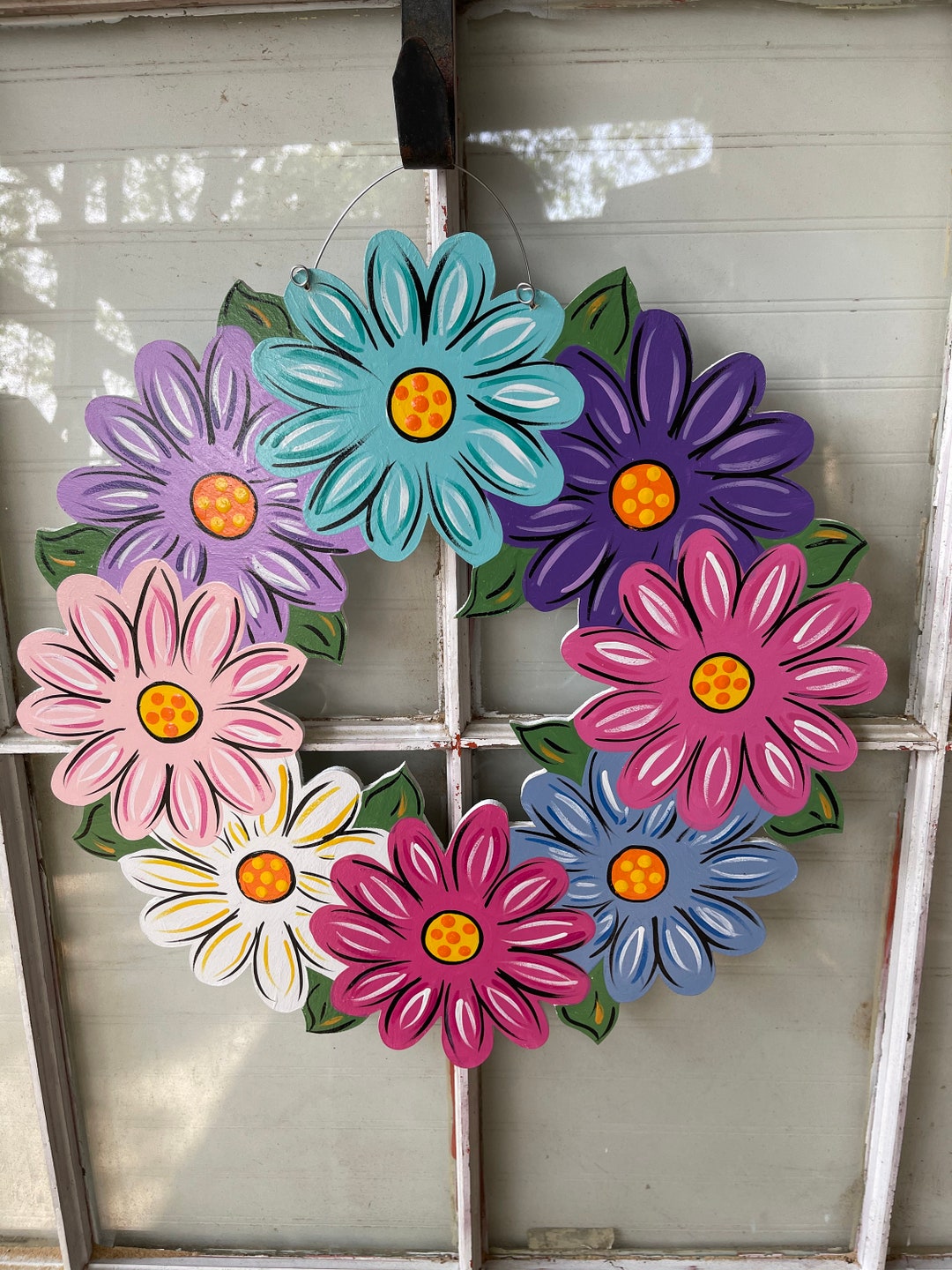 Spring Flower Door Hanger: Colorful Front Door Decor - Etsy