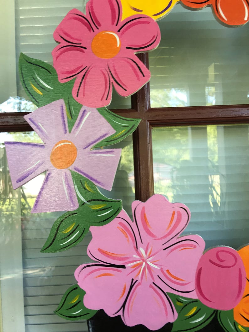 Front Door Decor Spring Flowers Door Hanger Flower Bouquet - Etsy