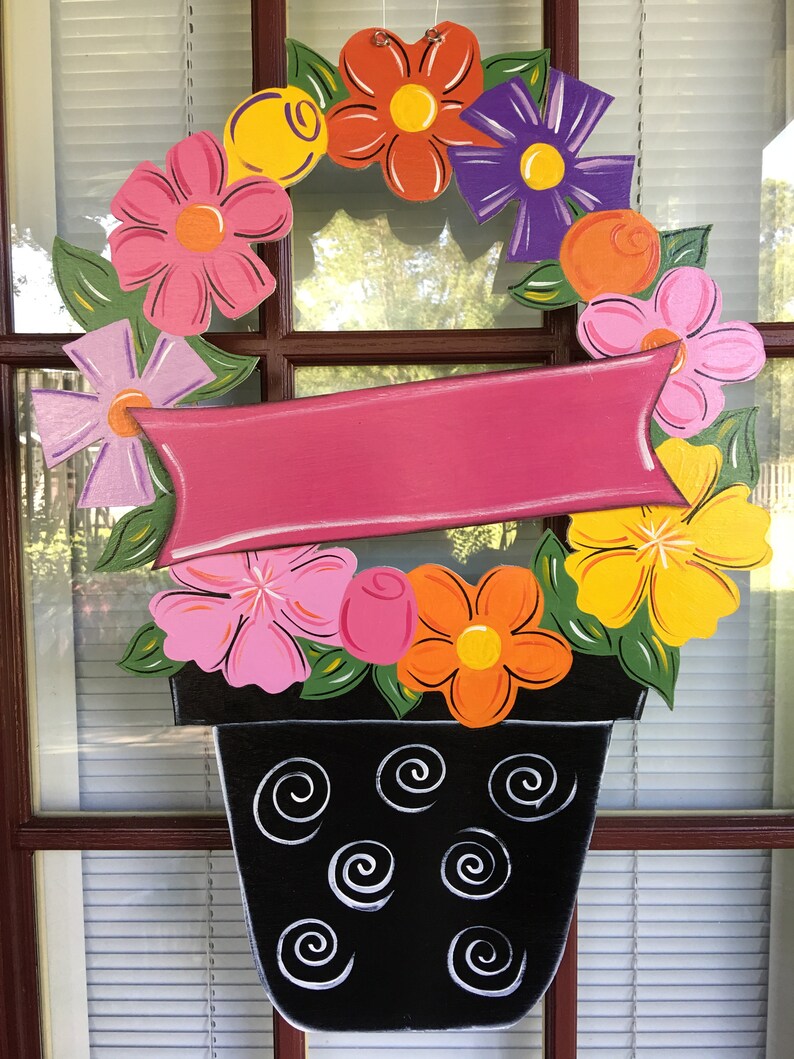 Front Door Decor, Spring Flowers Door Hanger , Flower Bouquet, Spring ...