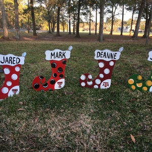 Christmas Stocking Yard Art: Custom Painted Holiday Decor - Etsy
