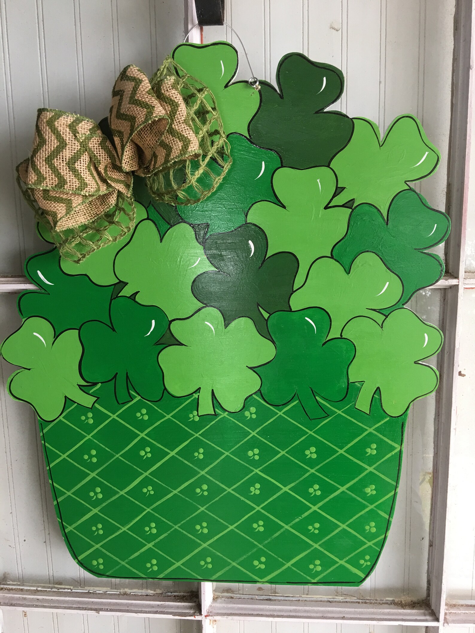 Shamrock Door Hanger St Patricks Day Decorations Front Etsy