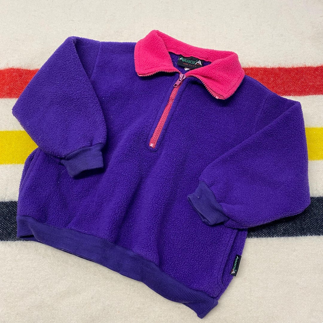 Sz 4T/5 80s Avalanche Wear Purple Fleece Quarter Zip Sweater USA Made ...