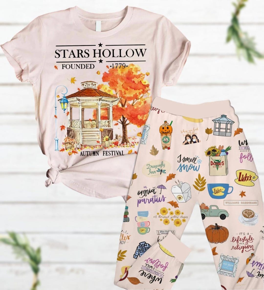 Stars Hollow Pajamas Set, Gilmore Girls Women Pajamas, Vintage Lukes ...