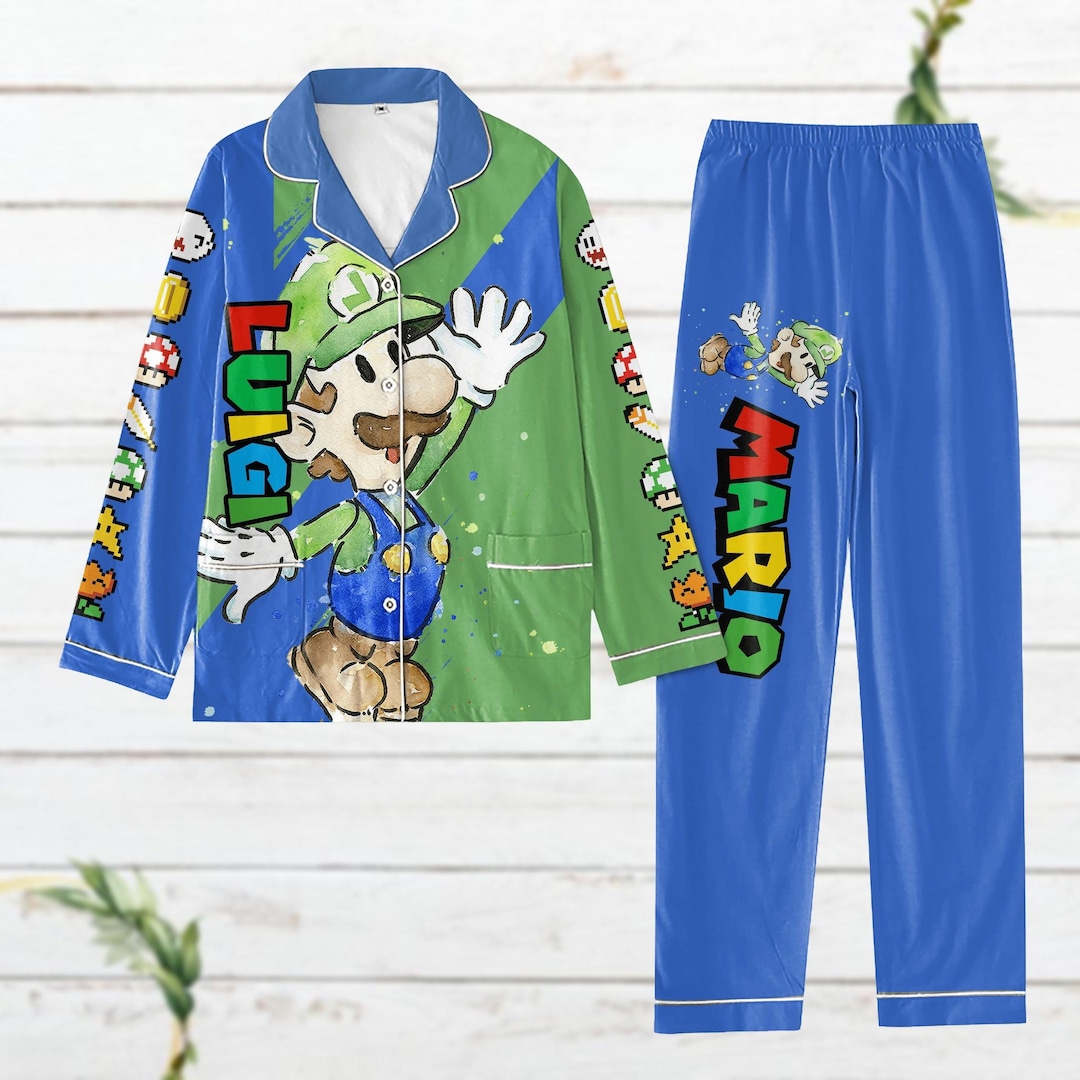 Christmas Mario Luigi Pajamas Set, Super Mario Pajamas Family, Luigi ...