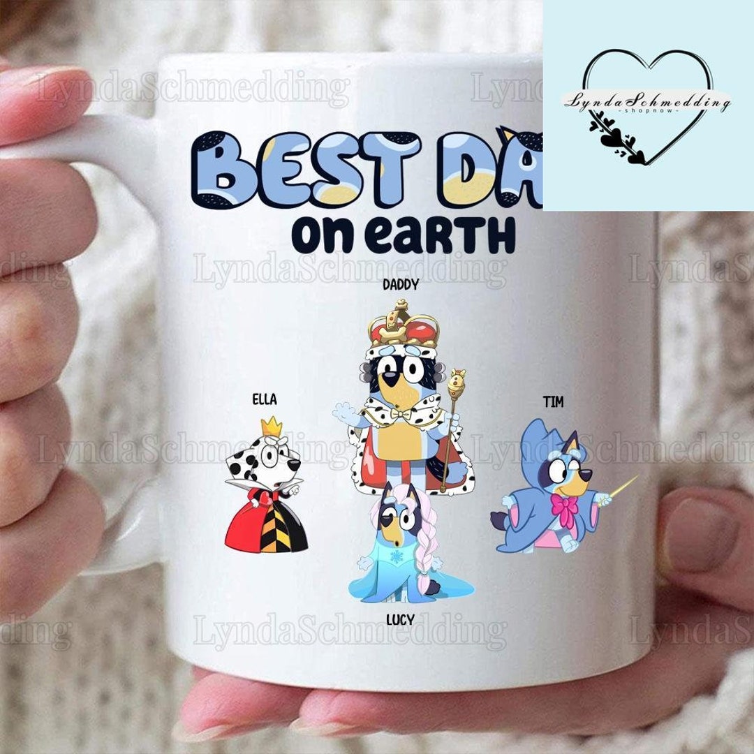 Personalized Bluey Dad Mug, Best Dad on Earth Mug, Custom Bluey Dad Mug ...