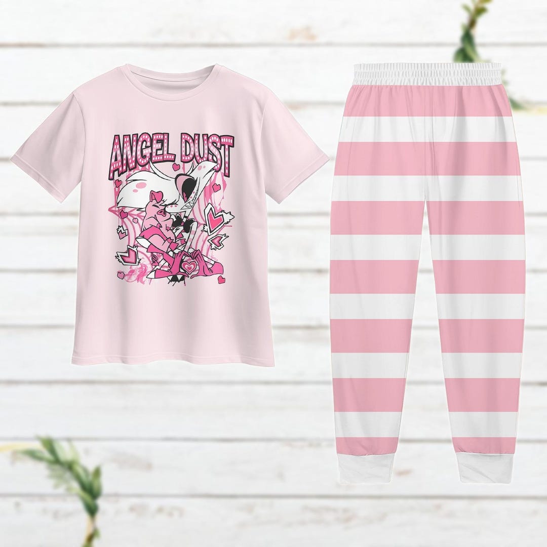 Hazbin Hotel Pajamas Set, Angel Dust Shirt, Cute Anime Womens Pajamas ...